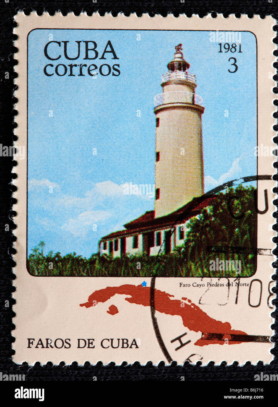 Cuban lighthouse, postage stamp, Cuba, 1981 Stock Photo - Alamy