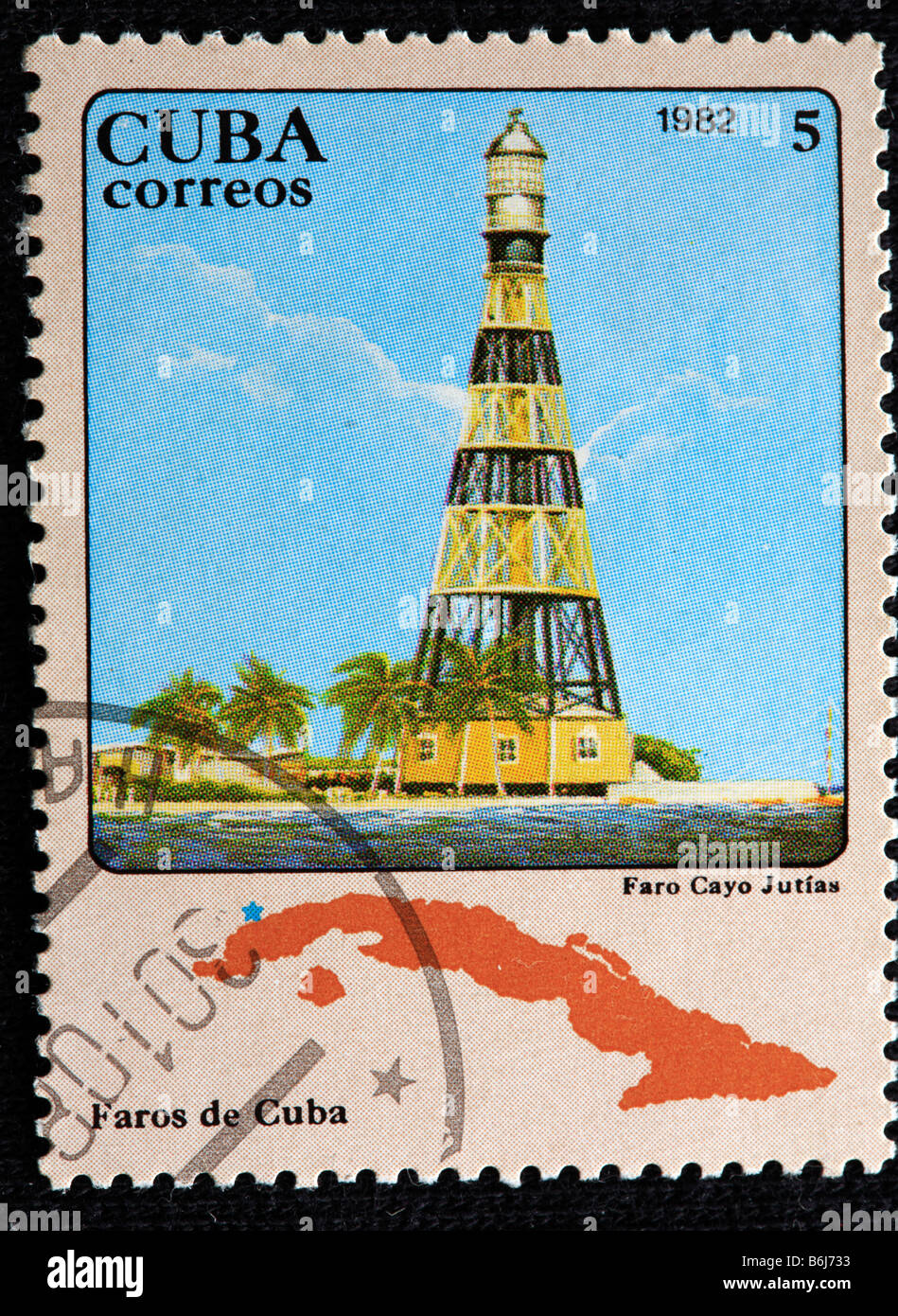 Cuban lighthouse, postage stamp, Cuba, 1982 Stock Photo - Alamy