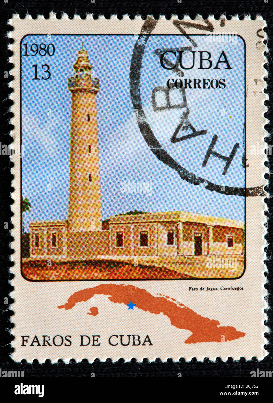 Cuban lighthouse, postage stamp, Cuba, 1980 Stock Photo - Alamy