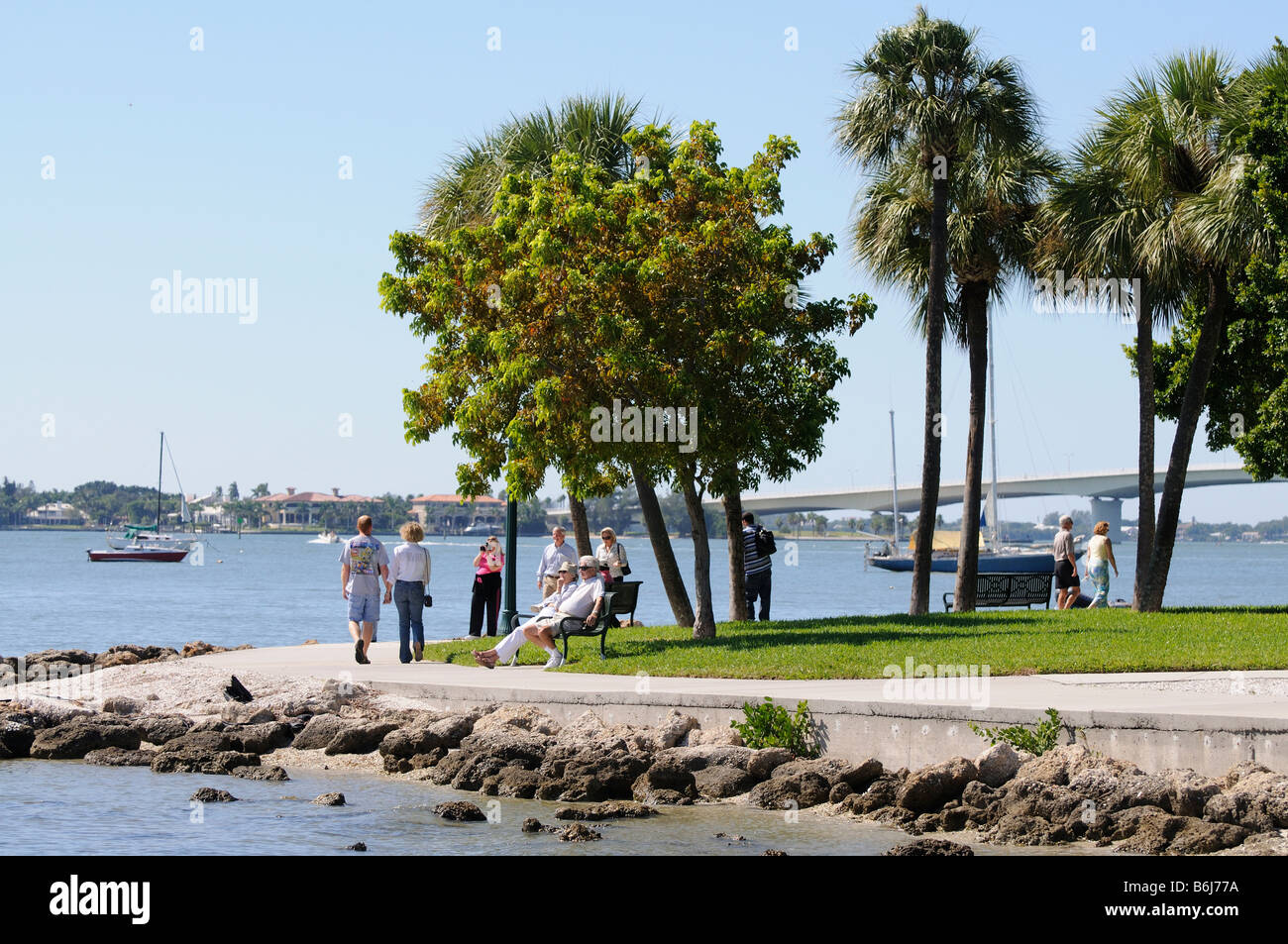 Waterfront walkway Sarasota Florida USA Stock Photo - Alamy