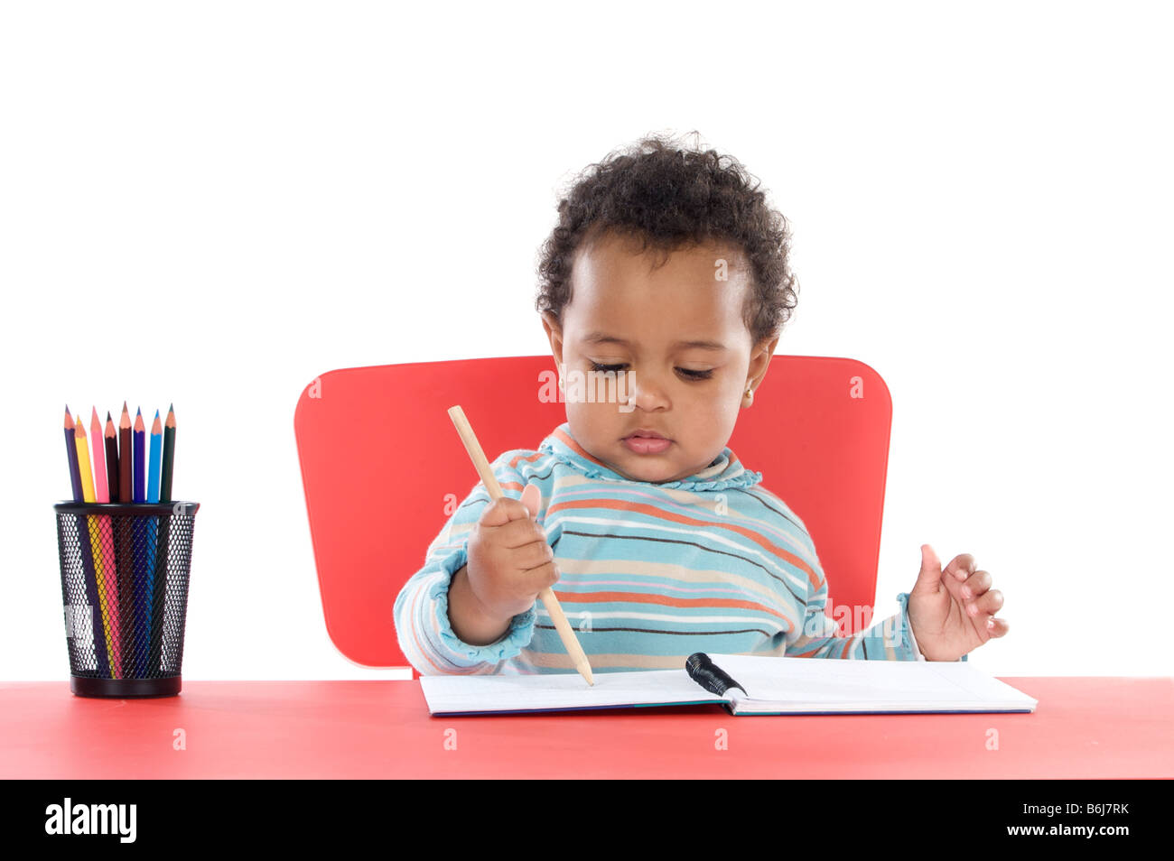 adorable baby student a over white background Stock Photo - Alamy