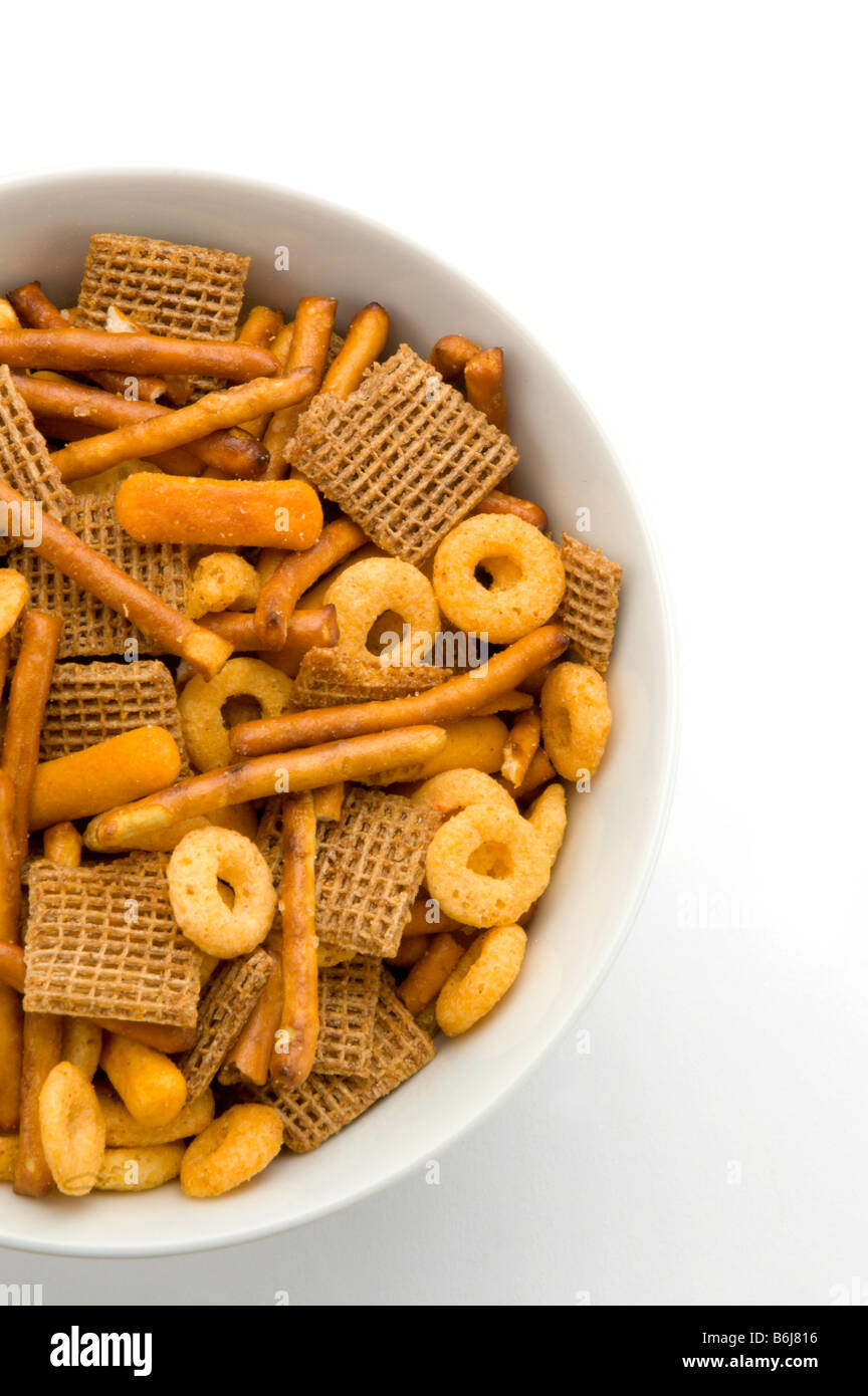 Bowl of Bits and Bites party snack Stock Photo - Alamy
