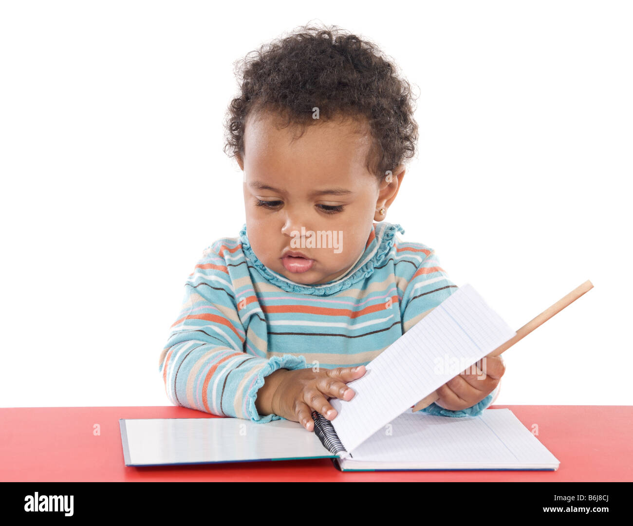 adorable baby studying a over white background Stock Photo - Alamy