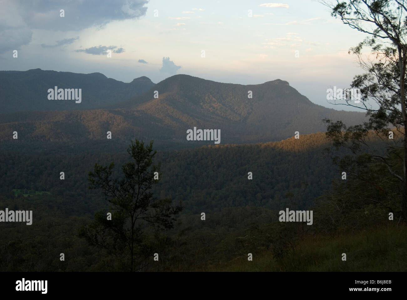 Main Range and Cunninghams Gap at dusk , Queensland, Australia Stock ...
