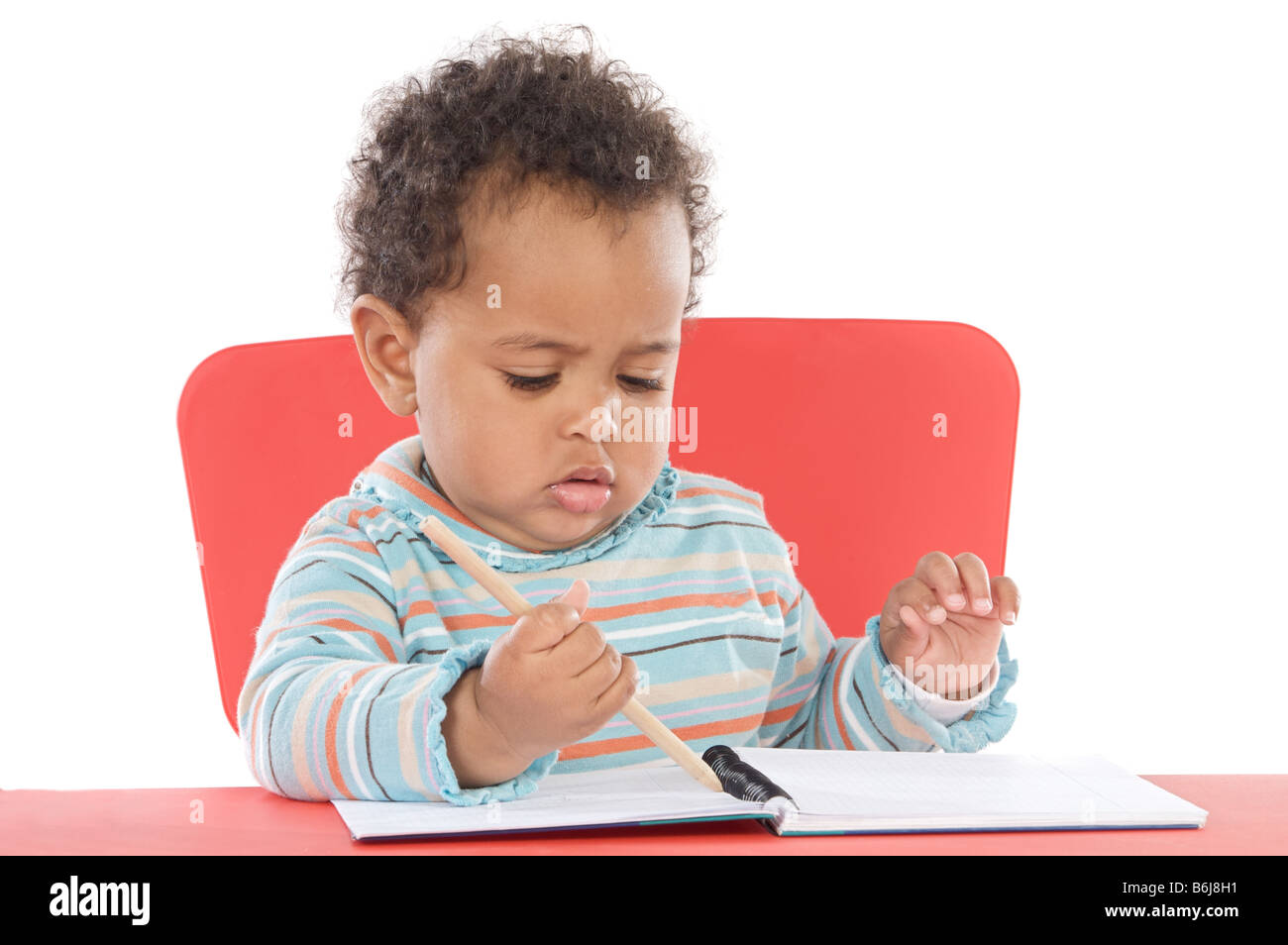 adorable baby student a over white background Stock Photo - Alamy