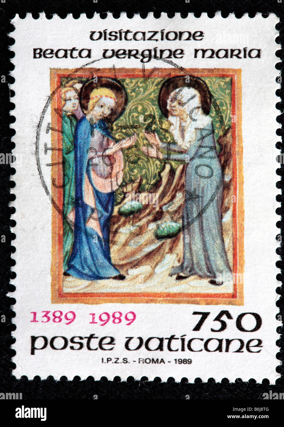 Medieval book miniature, postage stamp, Vatican, 1989 Stock Photo - Alamy