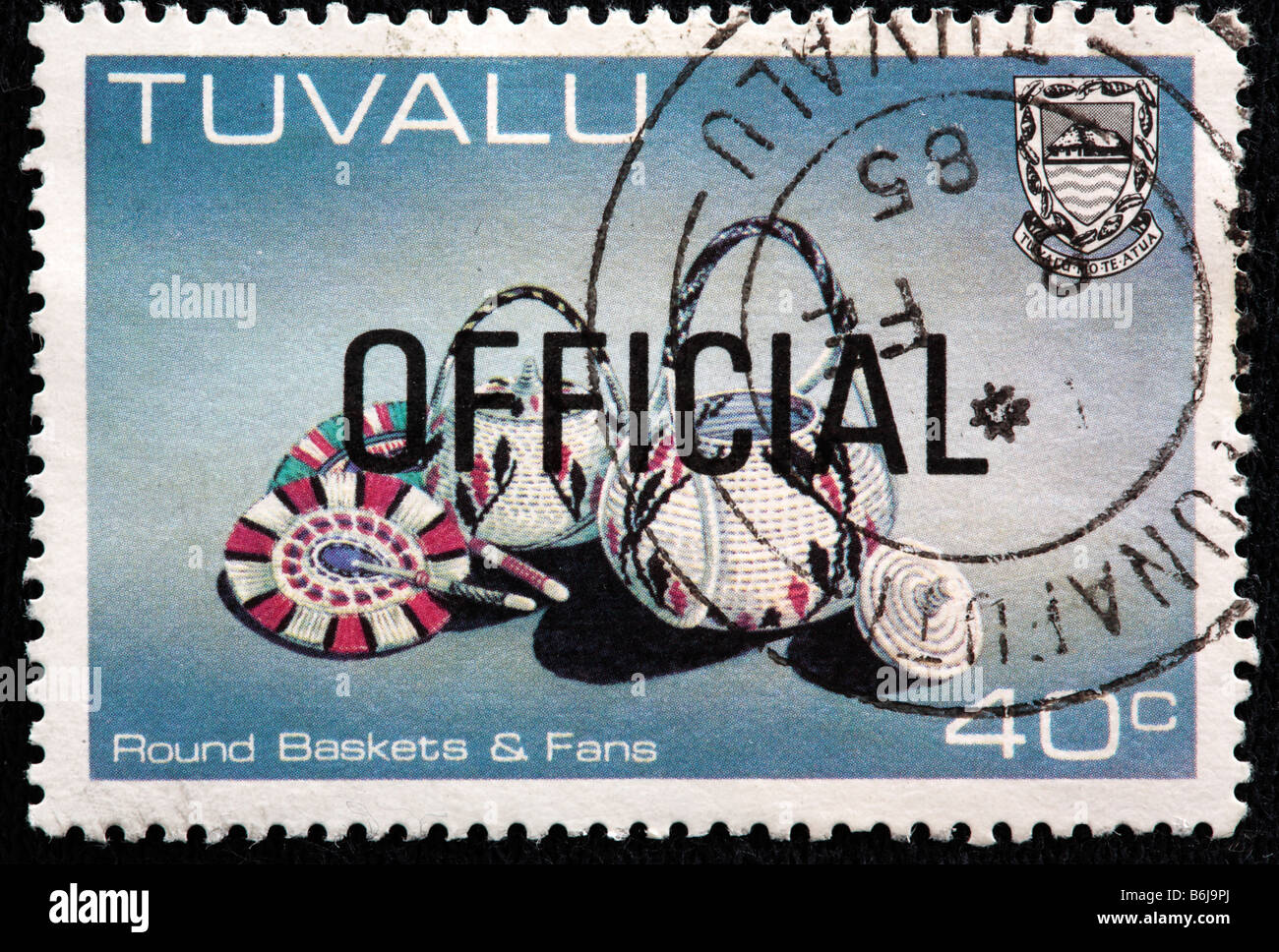 Round baskets and fans, postage stamp, Tuvalu Stock Photo - Alamy
