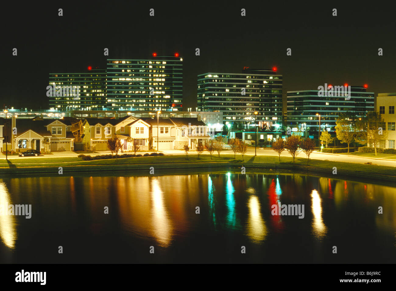 Oracle headquarters at night, Redwood Shores, California Stock Photo ...