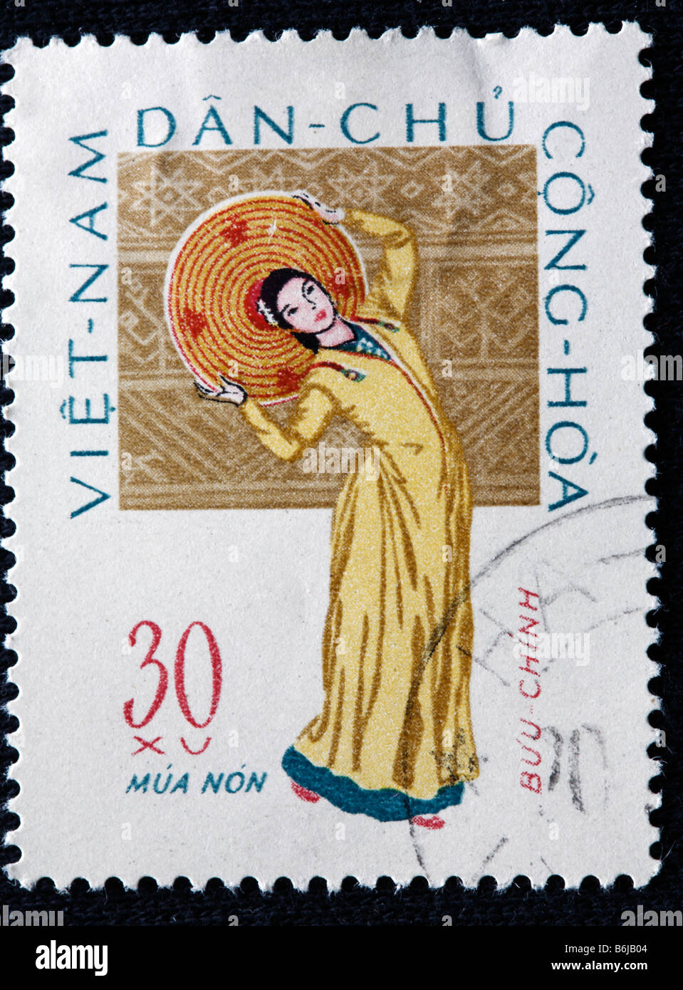 Vietnamese traditional costume, postage stamp, Vietnam Stock Photo - Alamy