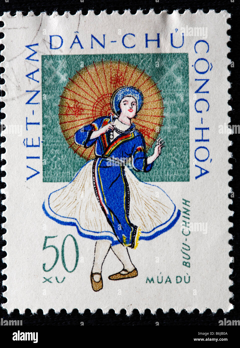 Vietnamese traditional costume, postage stamp, Vietnam Stock Photo - Alamy