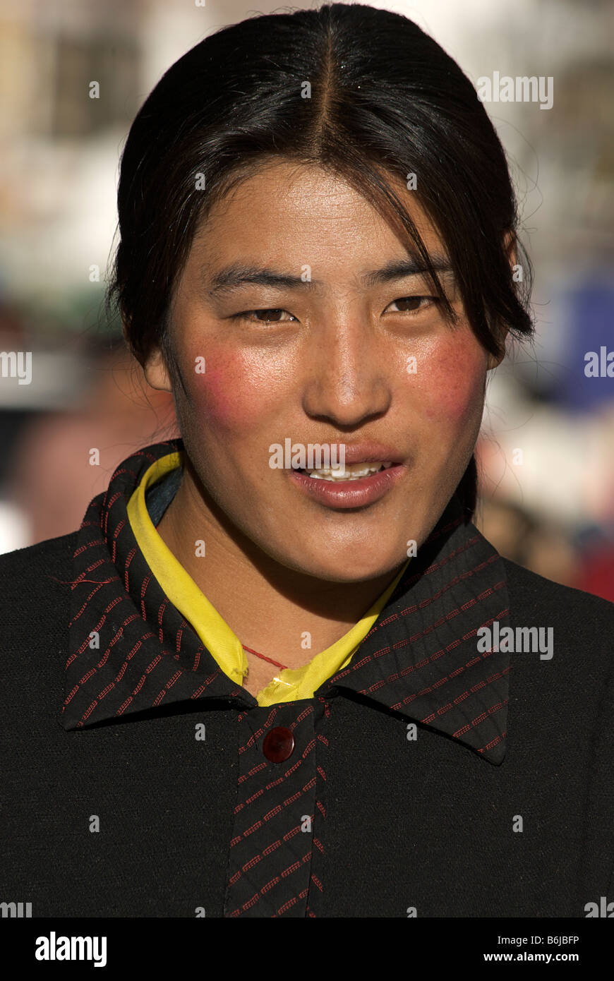 Portrait of a Tibetan woman, Lhasa, Tibet Stock Photo - Alamy