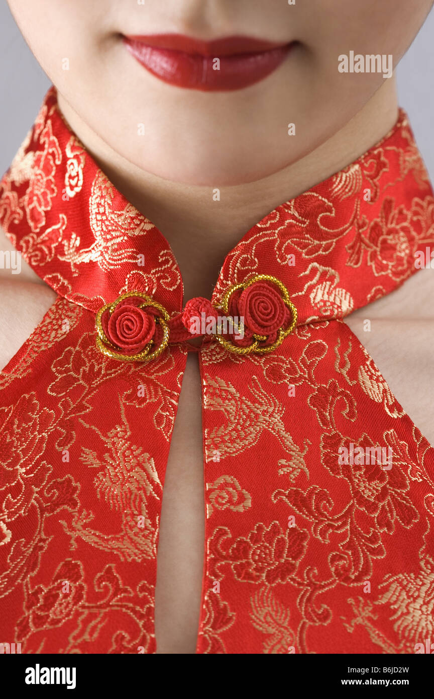 Close up of cheongsam s button and collar Stock Photo - Alamy