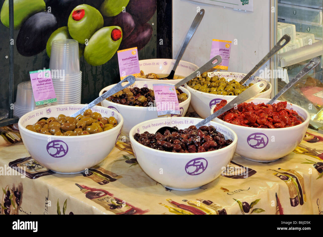 Olives on sale in farm shop Stock Photo - Alamy