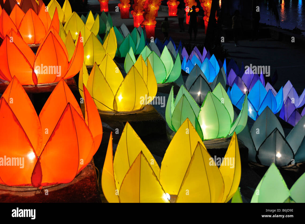 lotus lanterns along the riverside in Chiang Mai Thailand Stock Photo ...