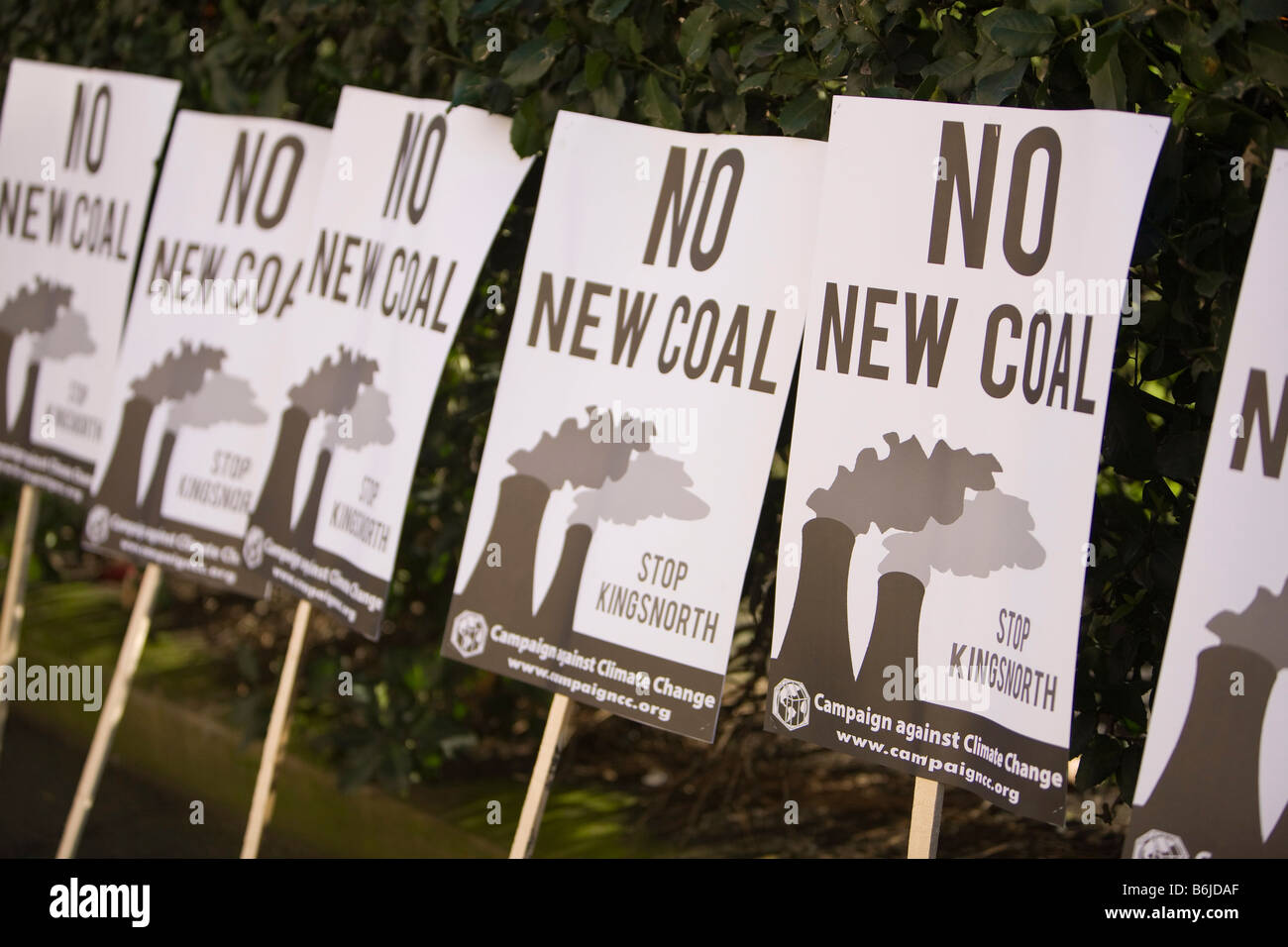 Protest banners at a climate change rally in London December 2008 Stock ...