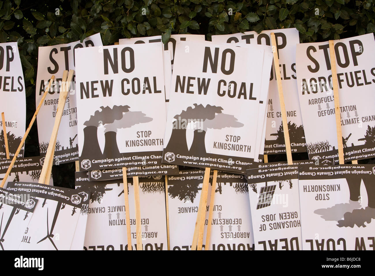 Protest banners at a climate change rally in London December 2008 Stock ...