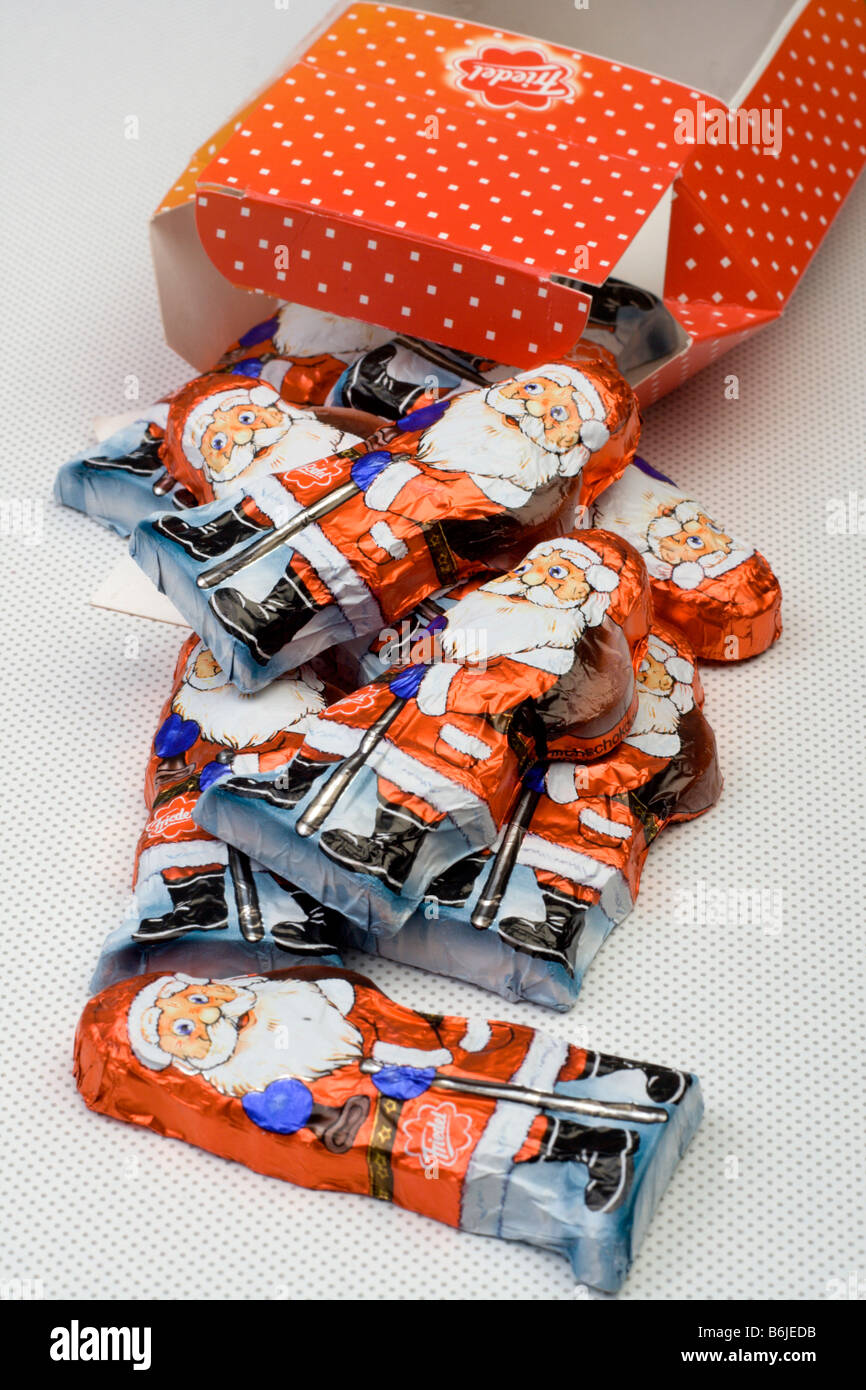 box of santa chocolate on table Stock Photo - Alamy