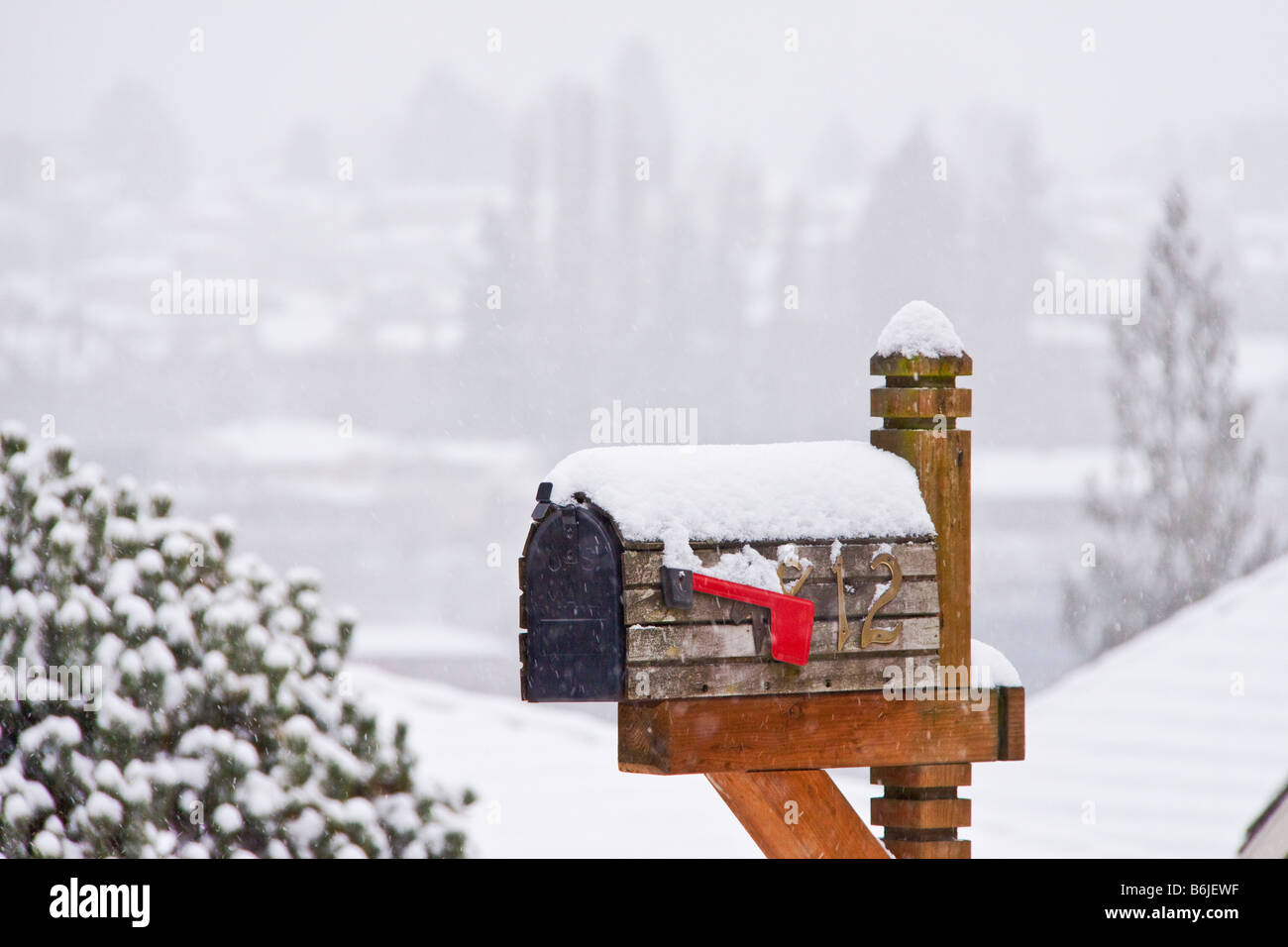 Mailbox in snow storm Seattle Washington Stock Photo - Alamy