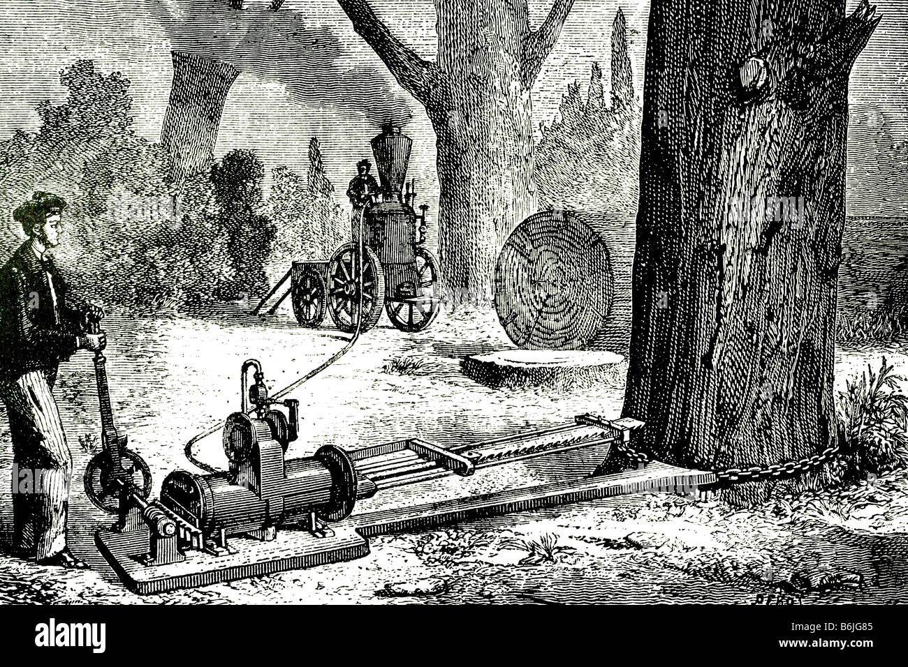 Vintage saw machine illustration hi-res stock photography and images ...