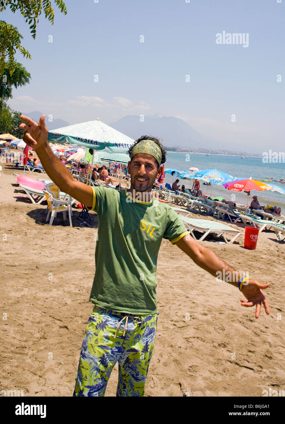 Man on Turkish Riviera Cleopatra Beach Alanya Stock Photo - Alamy