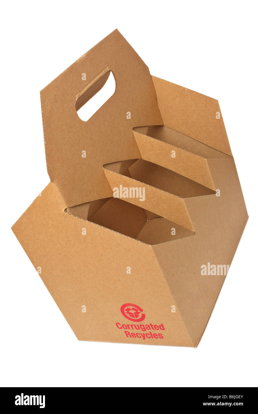 corrugated cardboard bottle carrier Stock Photo - Alamy