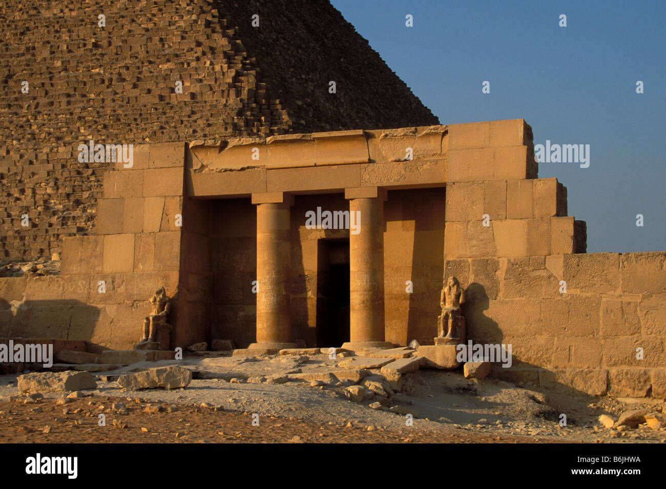 Egypt, Giza, Small Temple, SW corner of Great Pyramid, Pyramid Complex ...