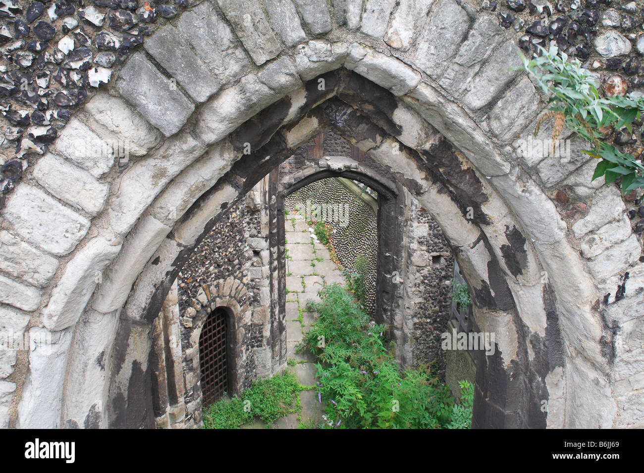 Ruins of the Roman Walls by London Wall City of London England Stock ...