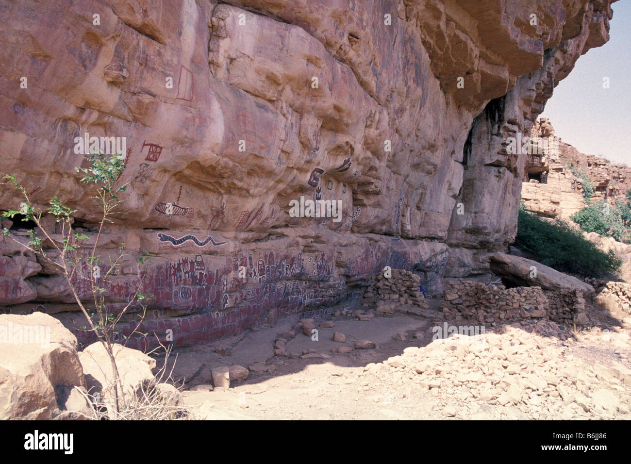 Africa, Mali, Dogon Region, Songo village. Traditional paintings by ...