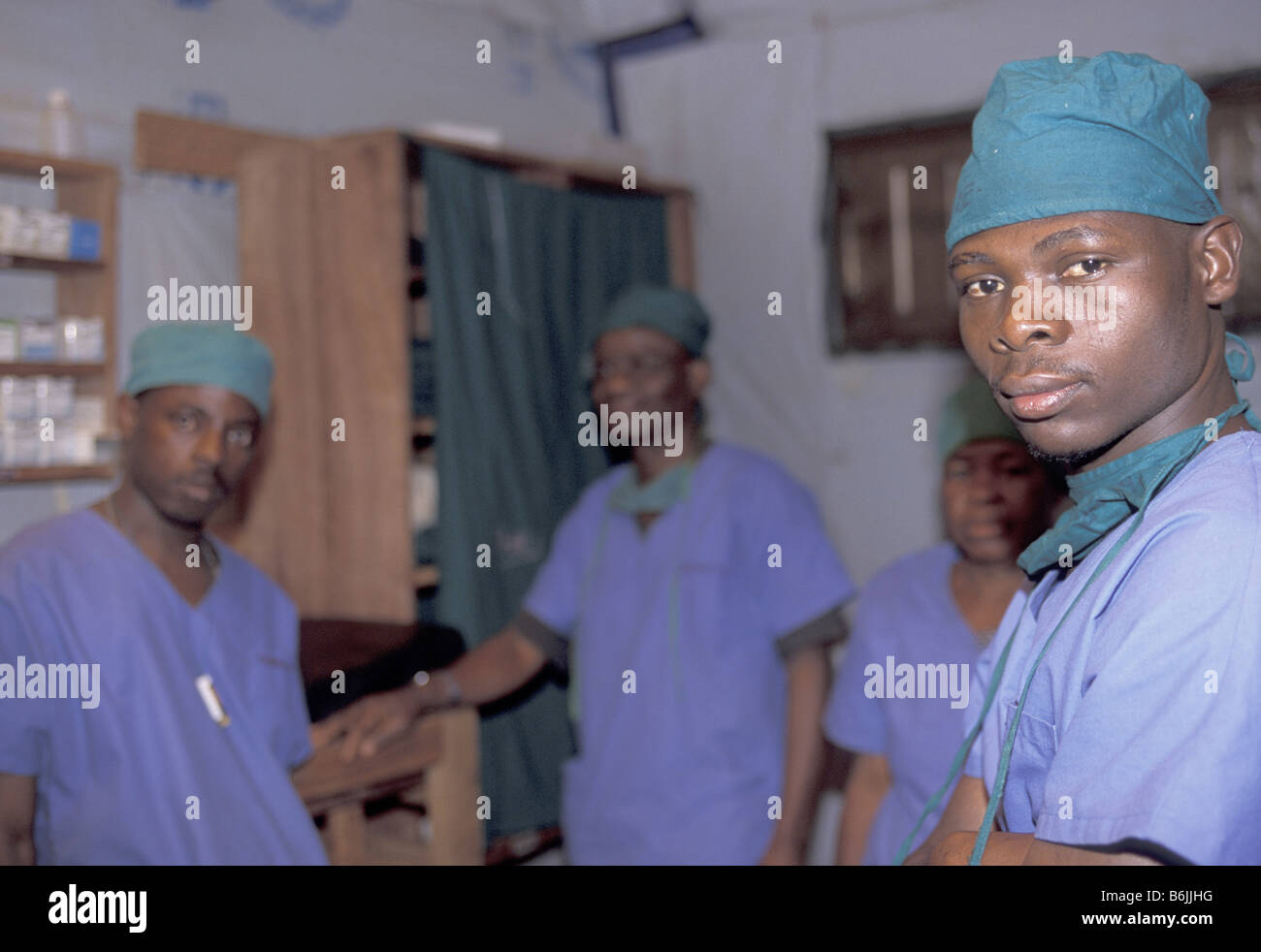Africa, Tanzania, western Tanzania. Congolese surgical staff in ...