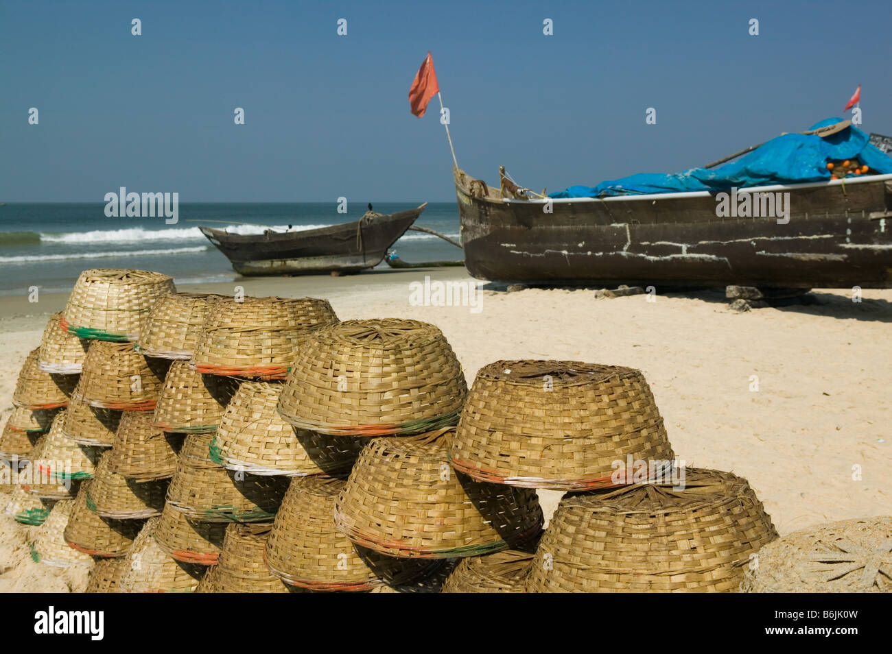 INDIA, Goa, Colva: Colva Beach, Fishing Baskets Stock Photo - Alamy