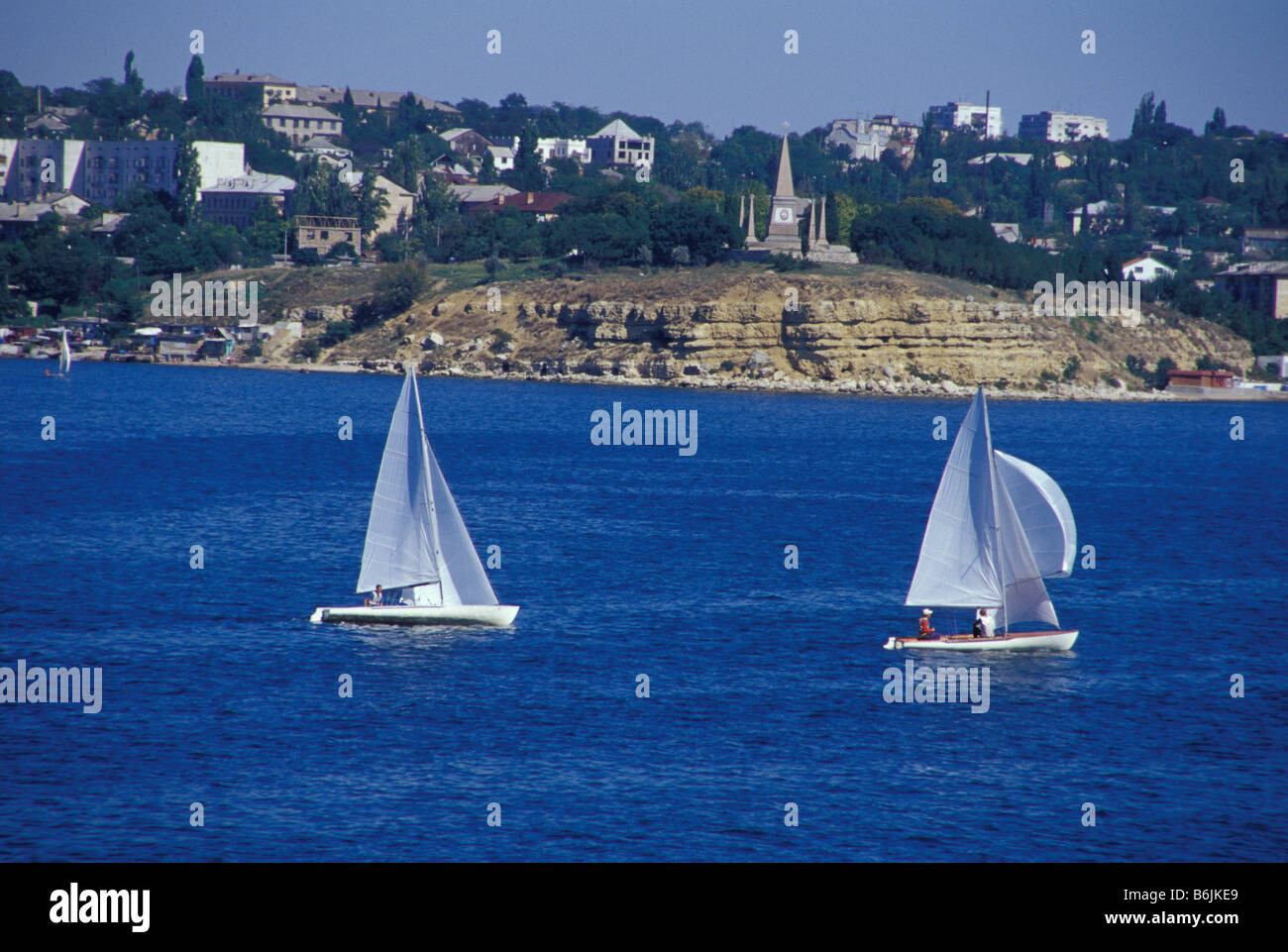 EU, Ukraine, Sevastopol, Port of Sevastopol, Black Sea, sailboats in ...