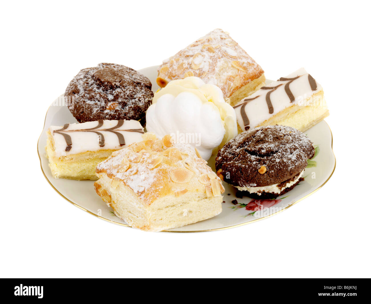 Selection Of Assorted Fresh Dessert Patisserie Cream Cakes Isolated ...