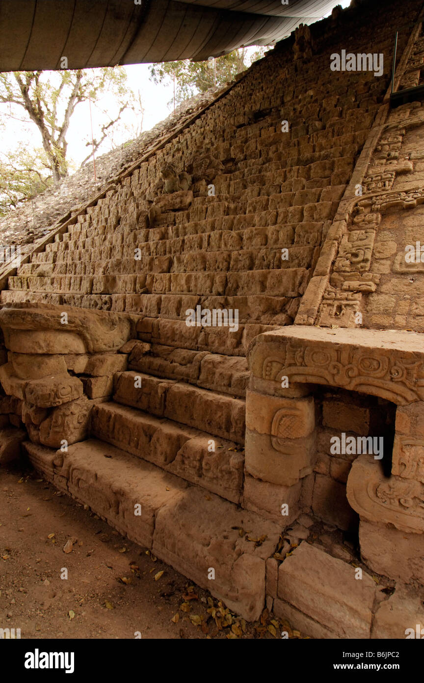 Central America, Honduras, Copan. The impressive Hieroglyphic Stairway ...