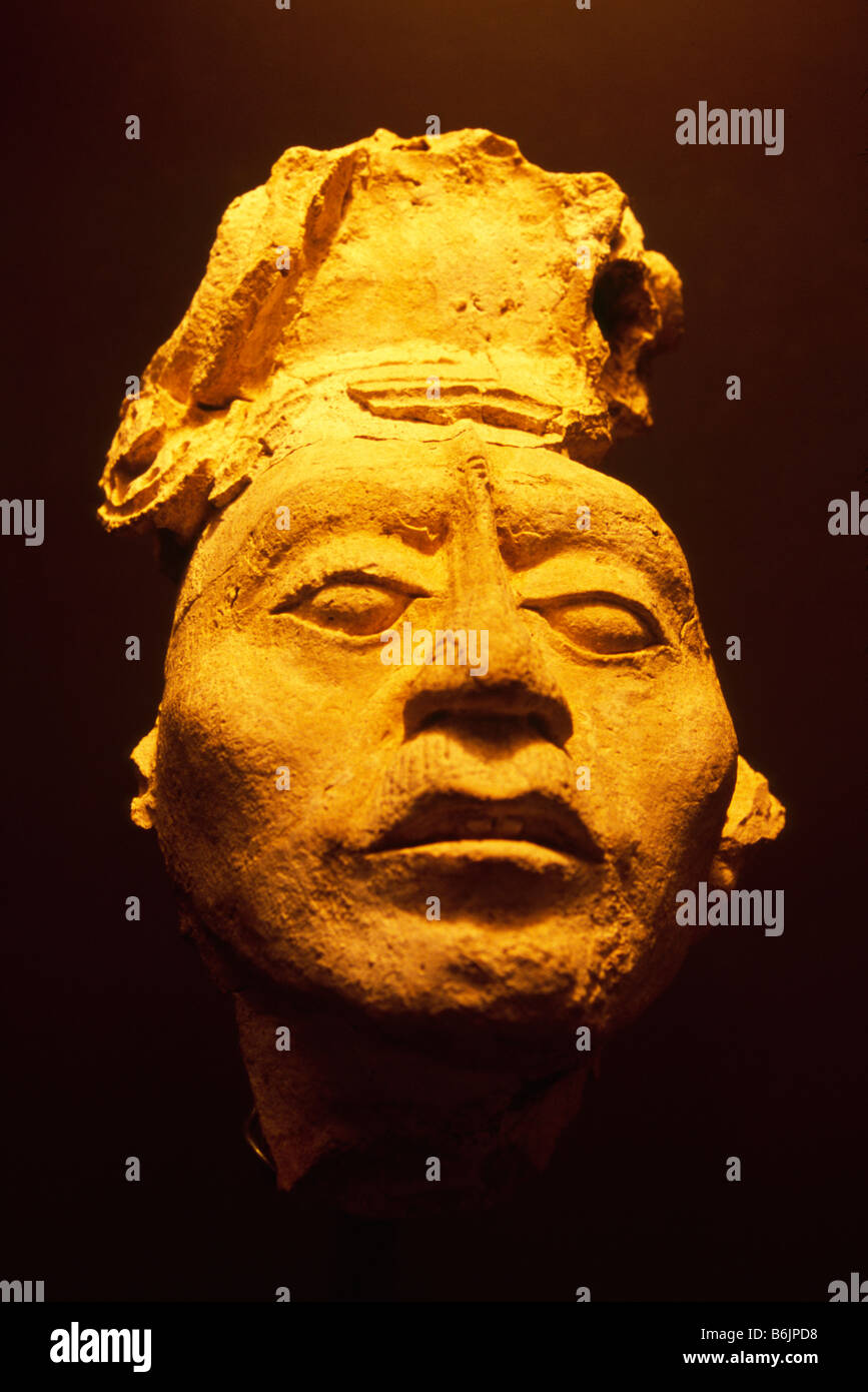 Mexico, Chiapas, Palenque. Mayan plaster mask; Palenque Ruins Museum ...