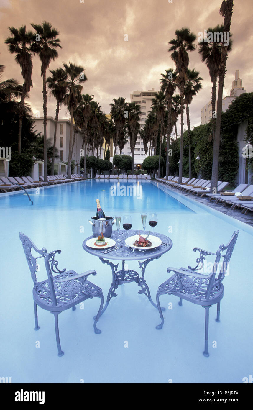 NA, USA, Florida, Miami, South Beach. Delano Hotel pool area Stock ...