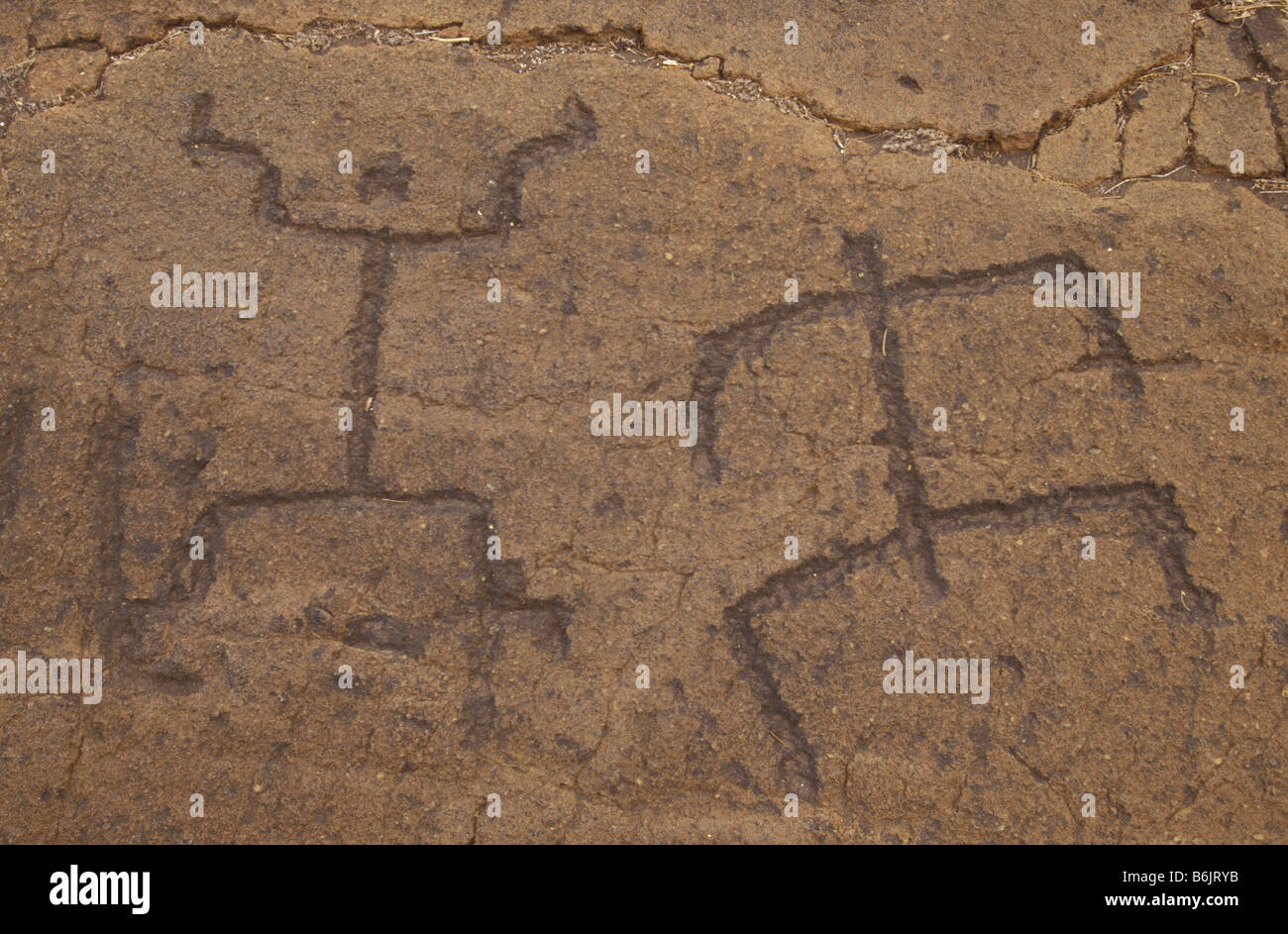 N.A., USA, Hawaii, Big Island, Kohala, Two stick figures at Puako ...