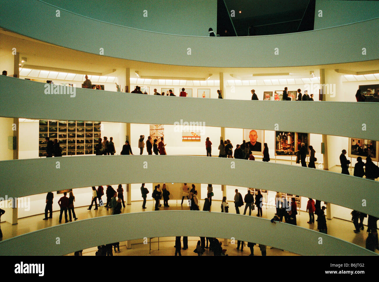 USA, New York, New York City: The Guggenheim Museum Crowded Gallery ...