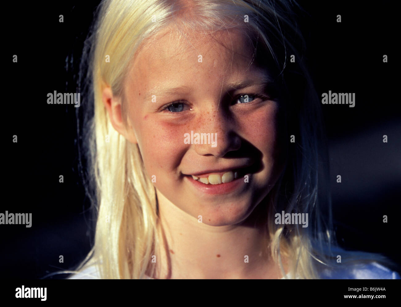USA, Washington, Mercer Island Fourth-grade girl smiling (MR Stock ...
