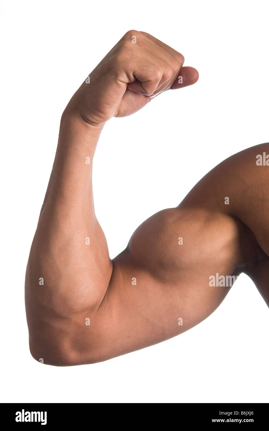 Man flexing bicep Stock Photo - Alamy