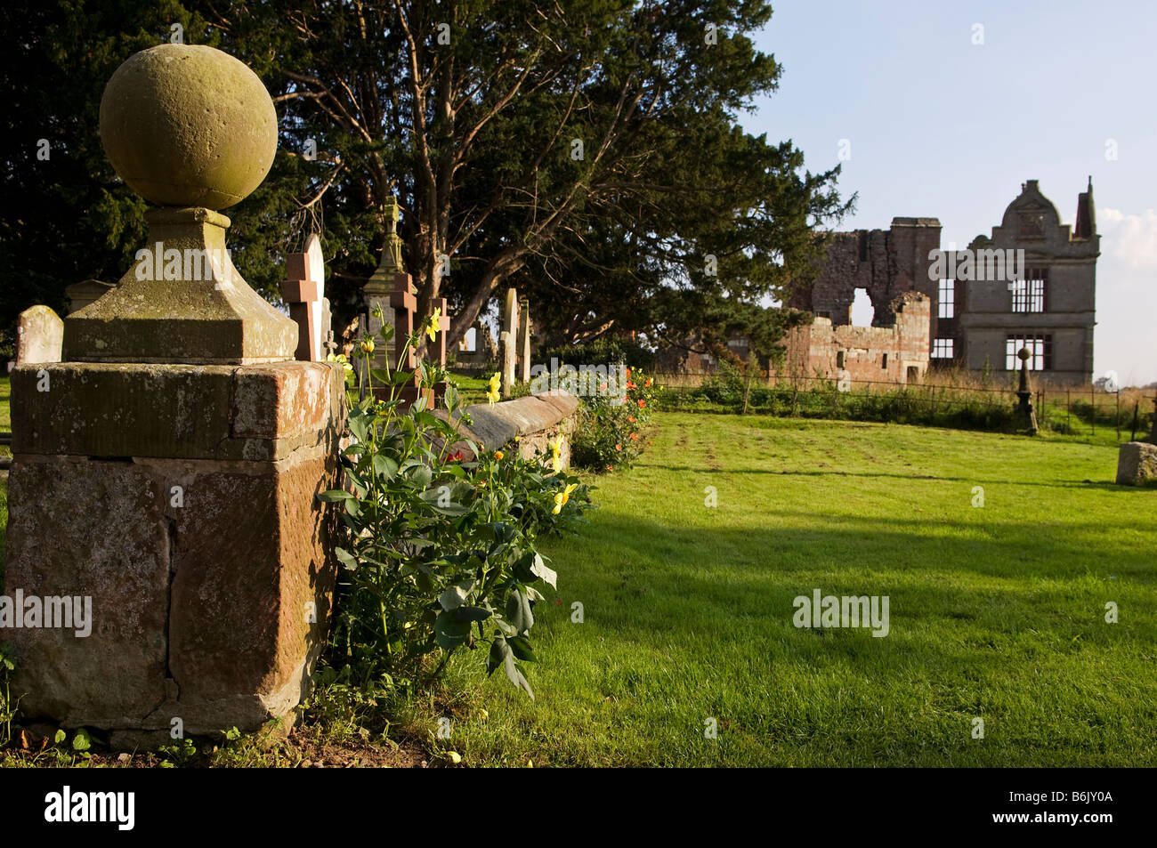 England, Shropshire. The ruins of Moreton Corbett Castle, a medieval ...
