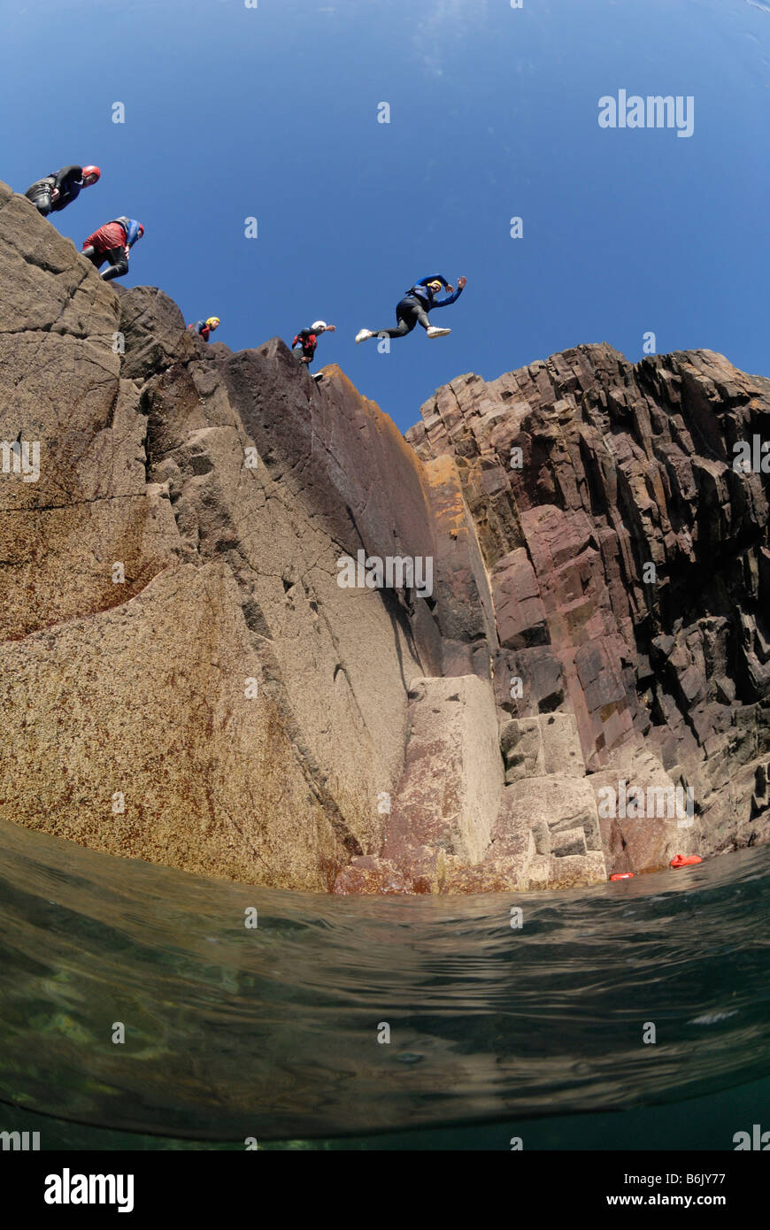 Coasteering wales family hi-res stock photography and images - Alamy