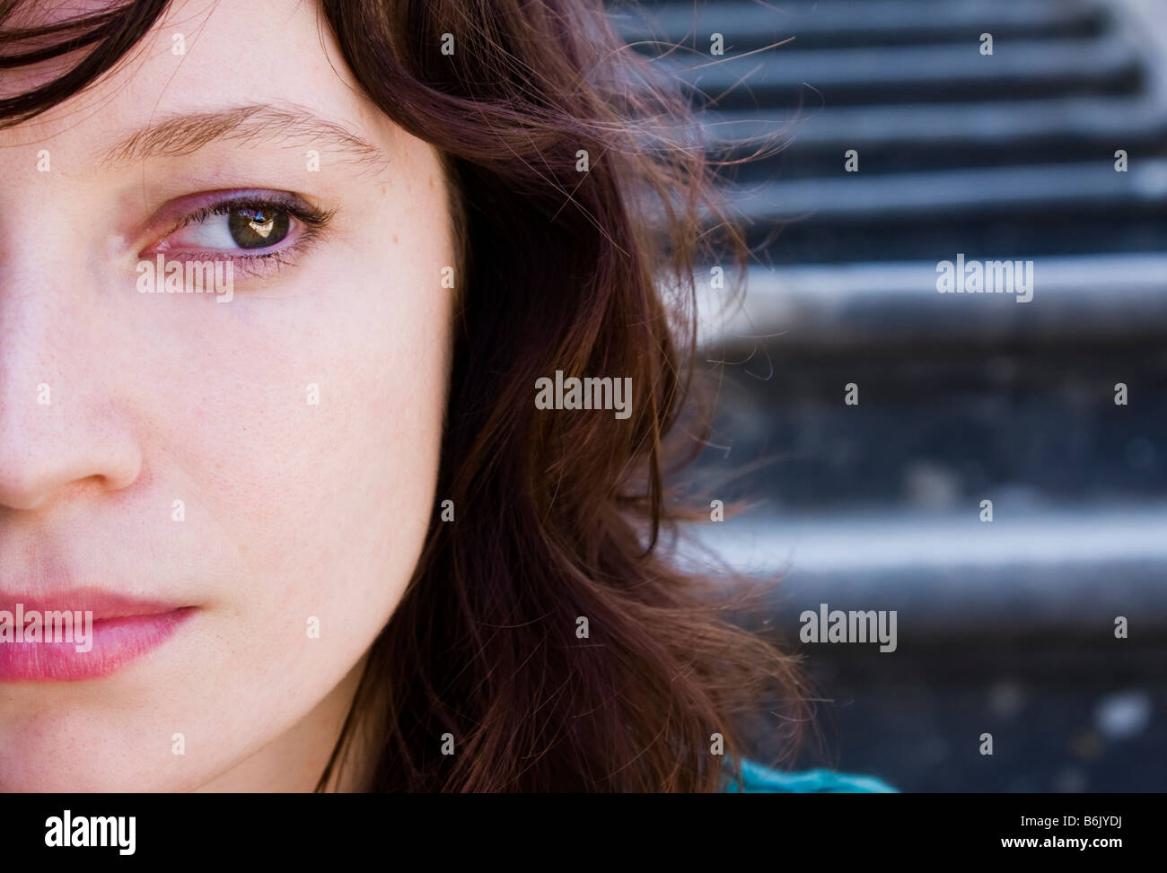Beautiful woman portrait staring at camera in thoughtful posing Stock ...