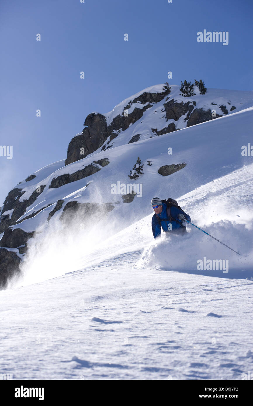 A skier on the Grands Montets, Chamonix, France Stock Photo - Alamy