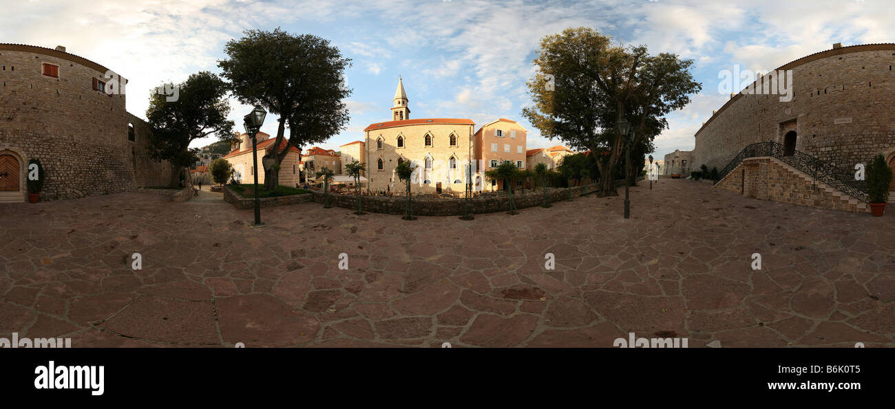 Montenegro Budva Castle in Old town. spherical panorama. crop Stock ...