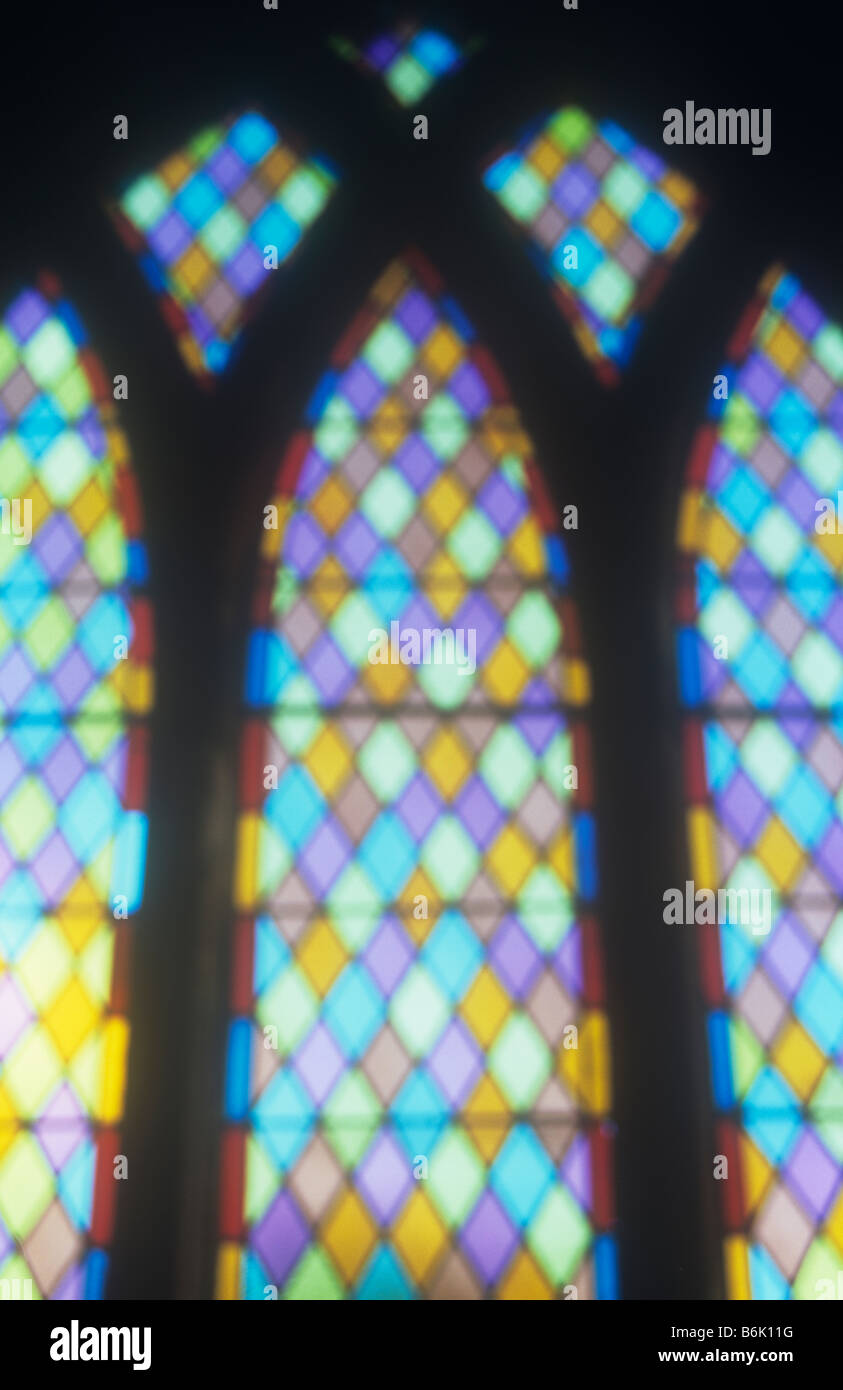Impressionistic English Decorated Gothic style windows with colourful ...