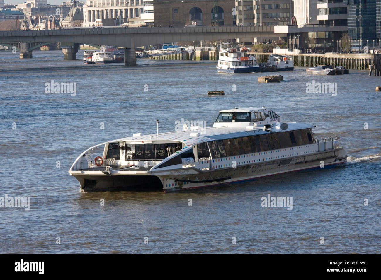 Fast riverboat service on the river london gb uk hi-res stock ...