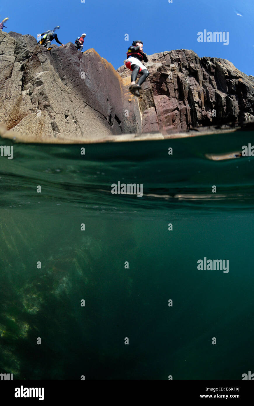 Coasteering wales family hi-res stock photography and images - Alamy