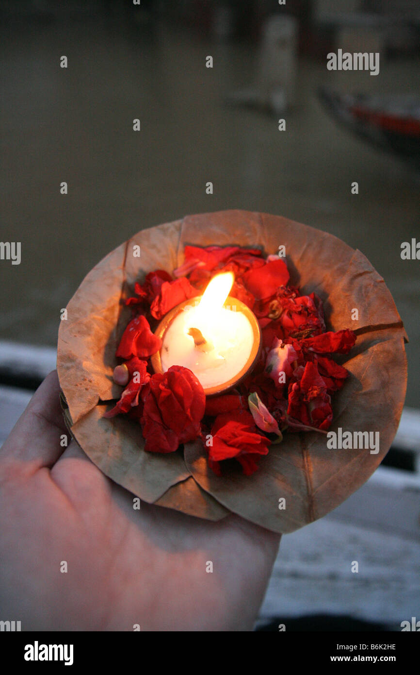 Puja Prayer on Ganges River Stock Photo - Alamy