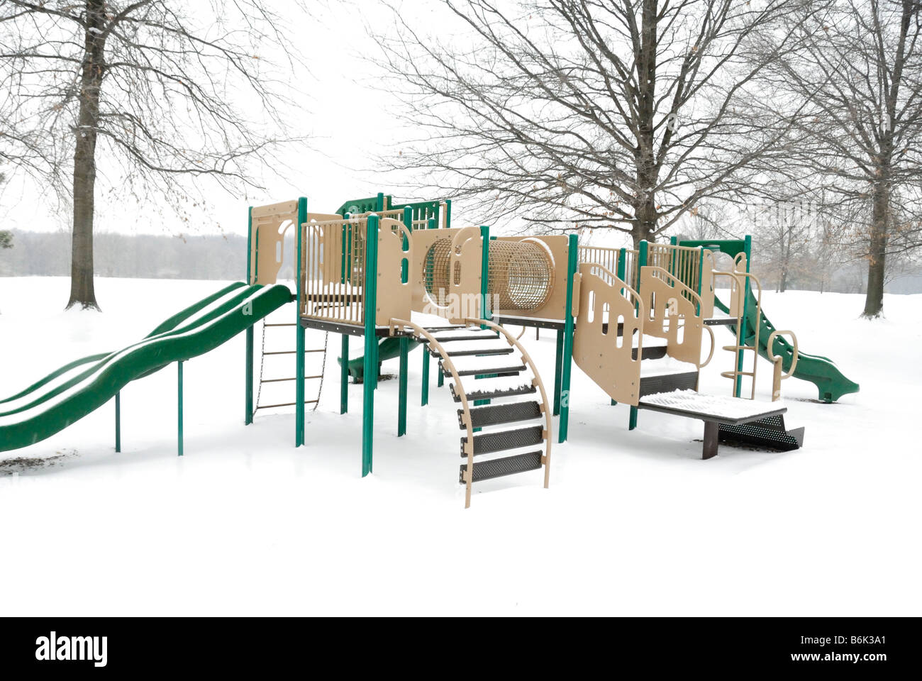 Frozen playground equipment Stock Photo - Alamy