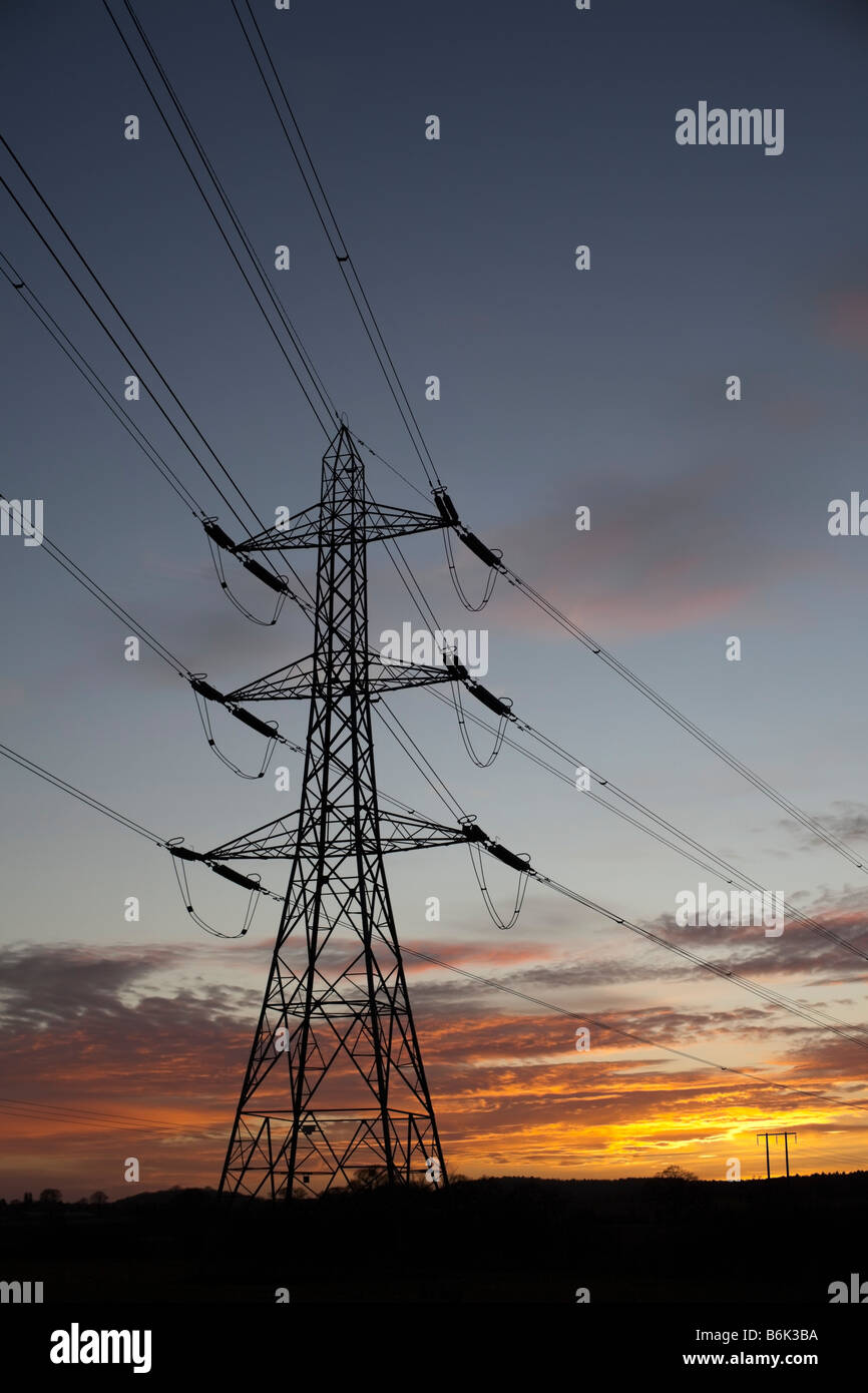 metal pylon carrying electricity supply power lines Stock Photo - Alamy